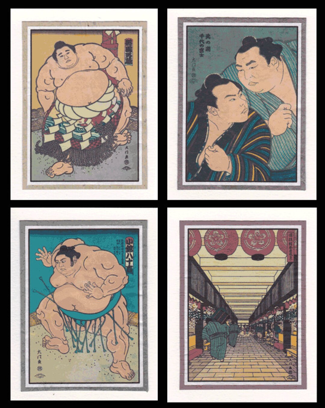 4 Blank Note Cards Sumo Gces009 - Etsy