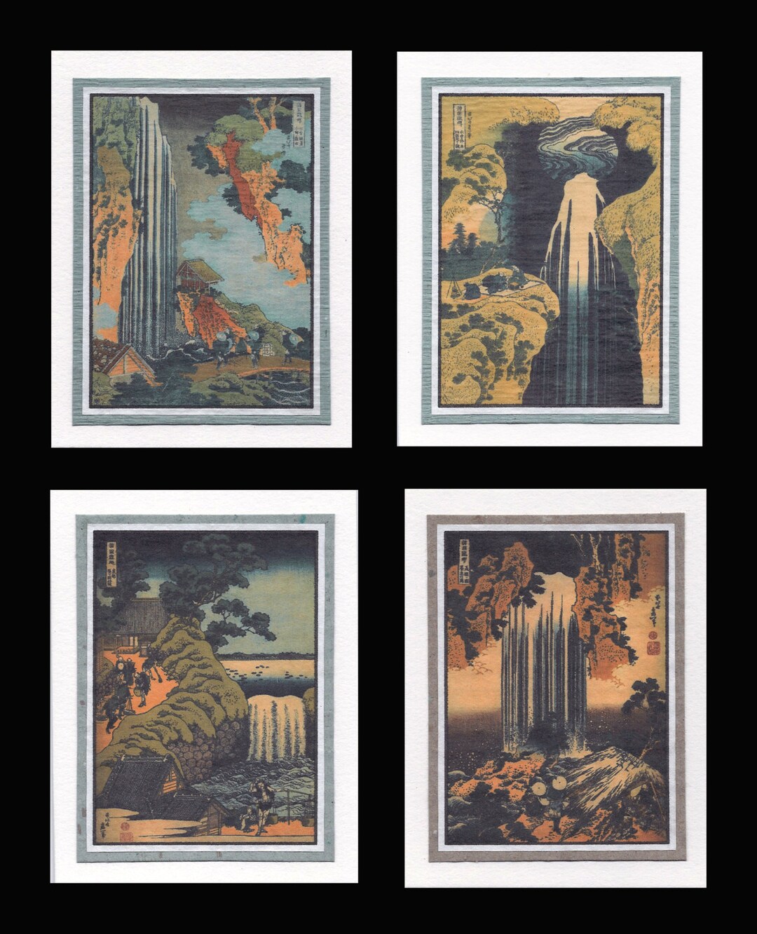4 Blank Note Cards of Waterfalls by Hokusai Gcls007 - Etsy
