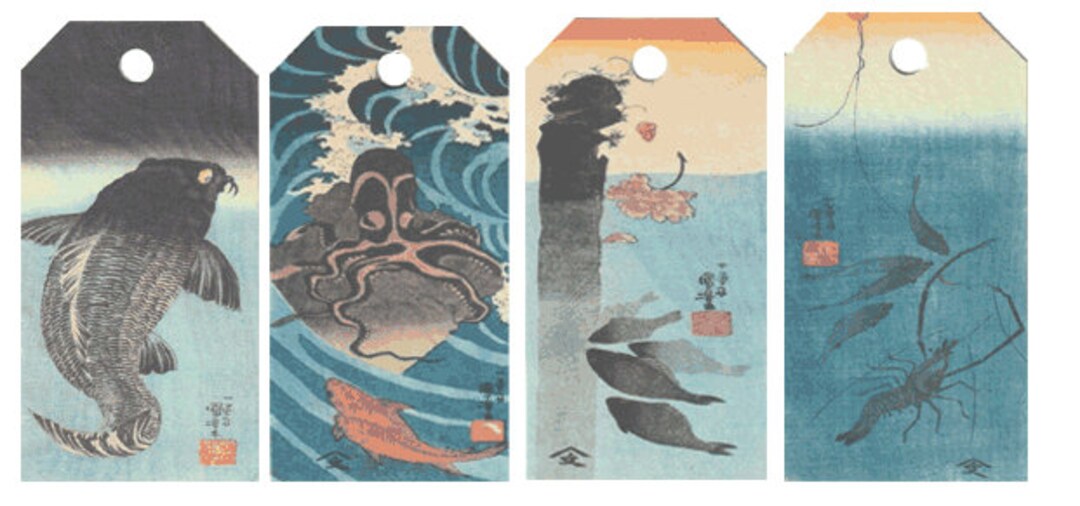 12 Shipping (gift) Tags Fish & Sea Creatures 34 - Etsy