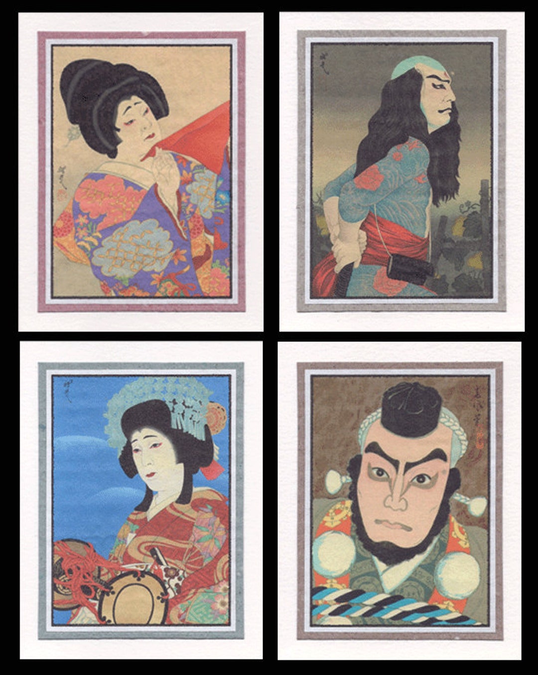 4 Blank Note Cards of Kabuki & Theatre015 - Etsy UK