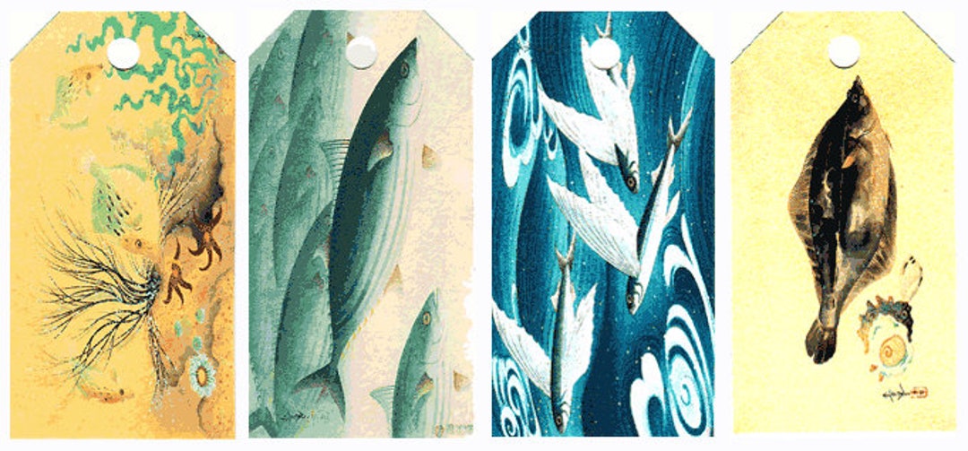 12 Shipping (gift) Tags Fish & Sea Creatures 17 - Etsy