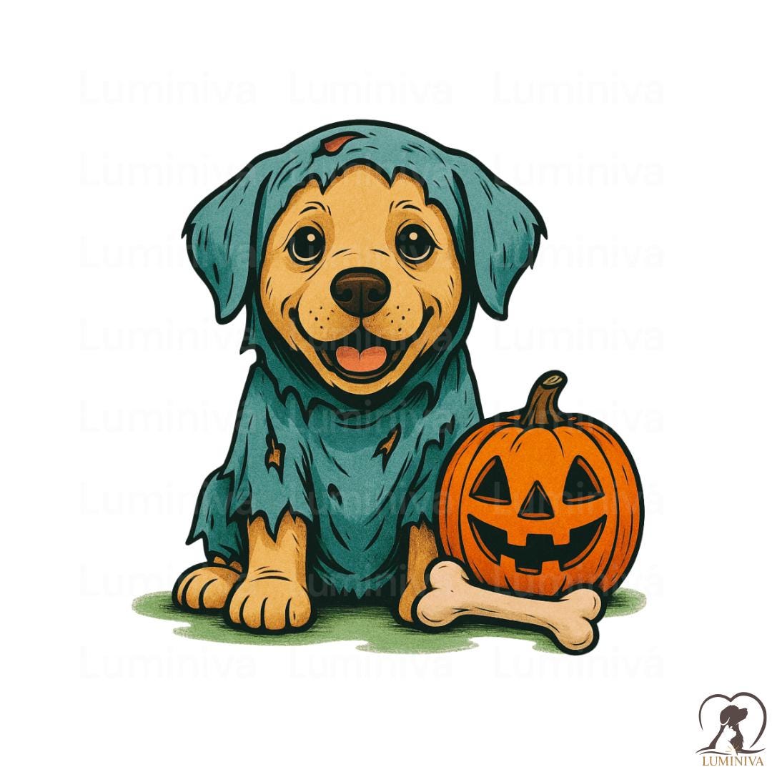Zombie Labrador Puppy Clipart – Retro Halloween Dog (PNG, SVG, JPG) - Etsy