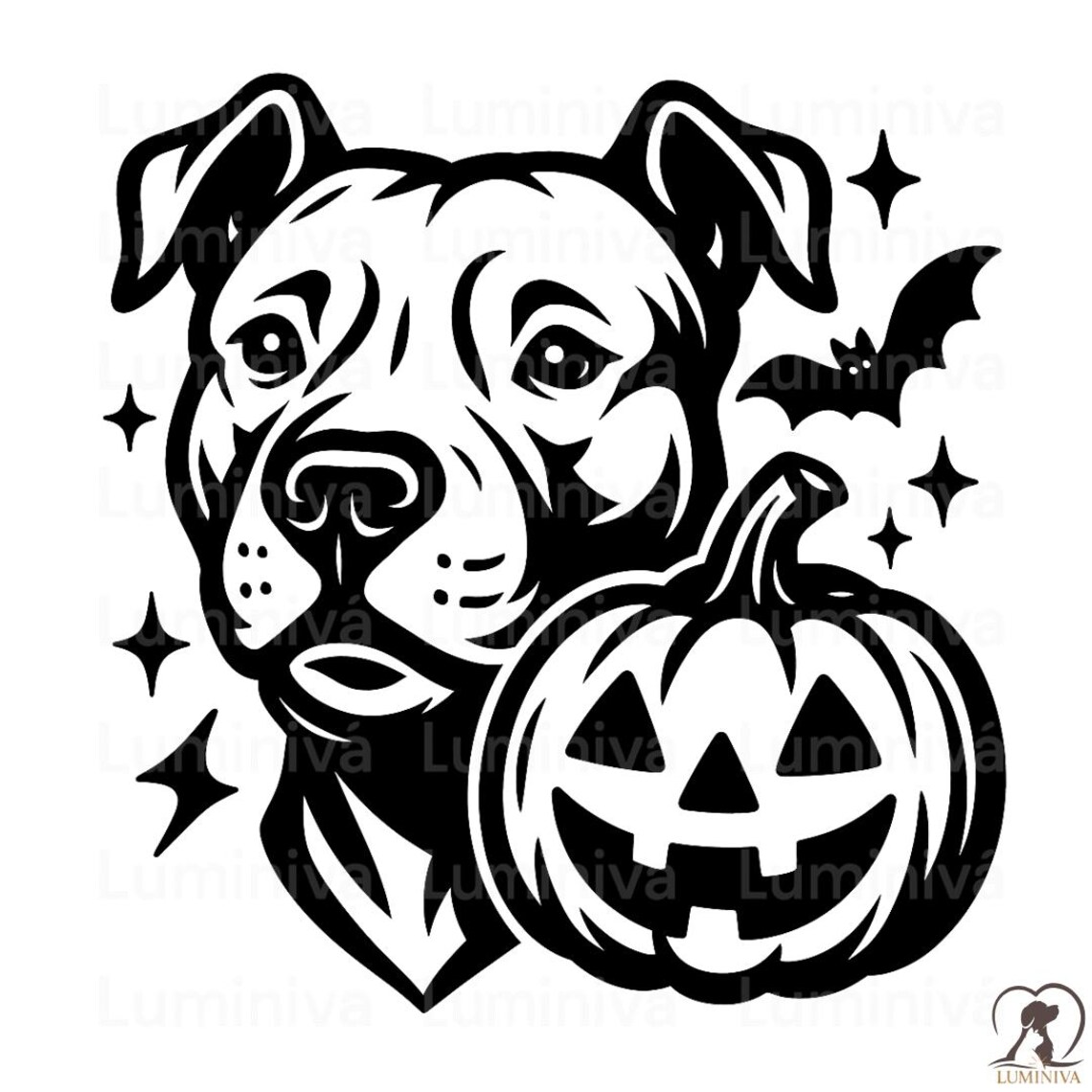 Halloween Pit Bull Pumpkin Clipart – Dog SVG, PNG, JPG (digital ...