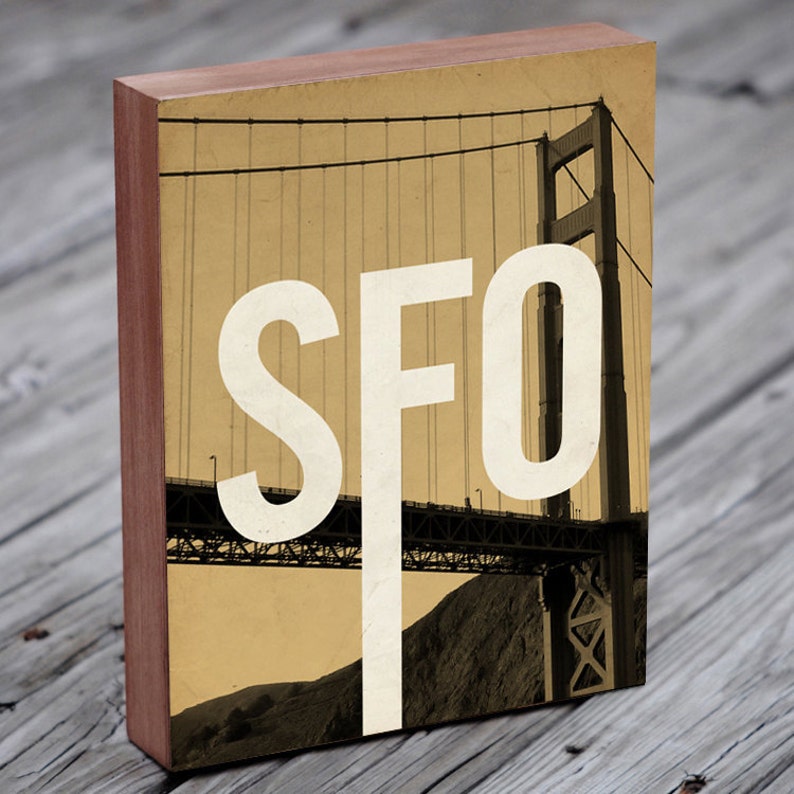 San Francisco SFO Wood Block Art Print - Etsy