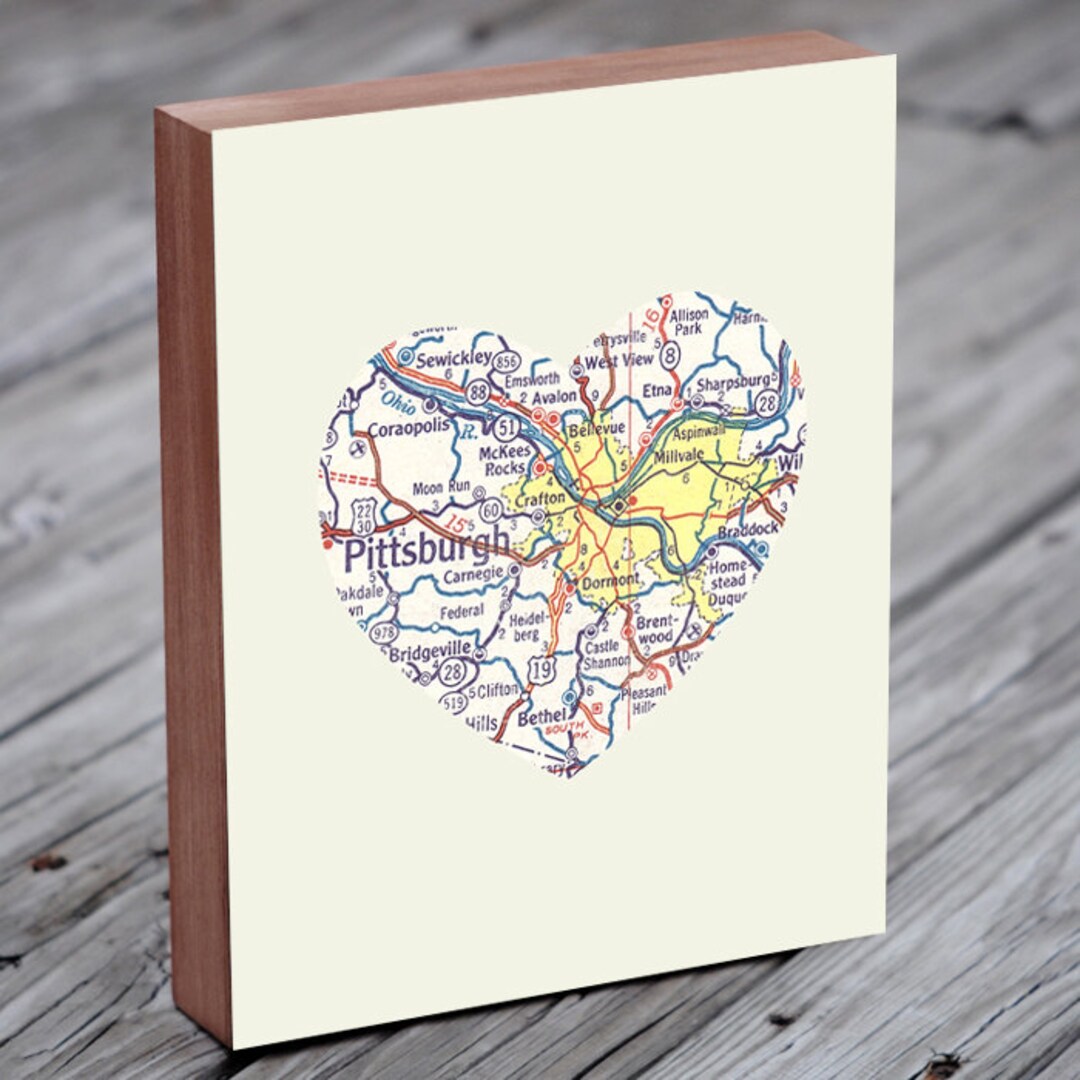 Pittsburgh Map Pittsburgh Map Art Pittsburgh Art Wedding - Etsy