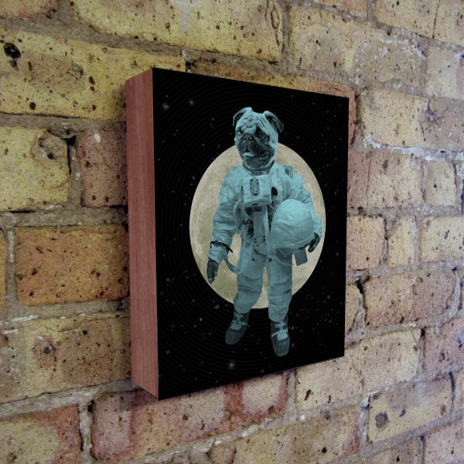 Pug Art Astronaut Pug Space Pug Wood Block Art Print | Etsy