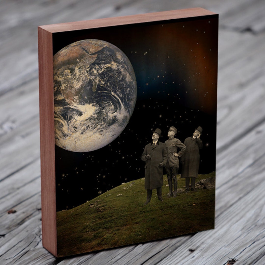 Collage Art Earth Art Earth Print Wood Block Art Print - Etsy