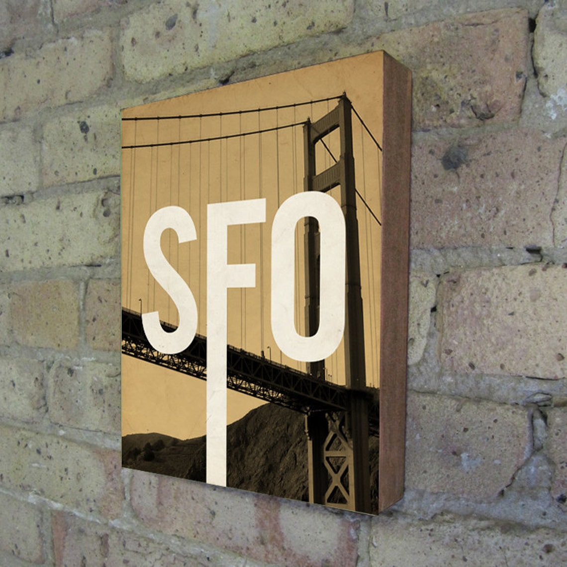 San Francisco SFO Wood Block Art Print - Etsy