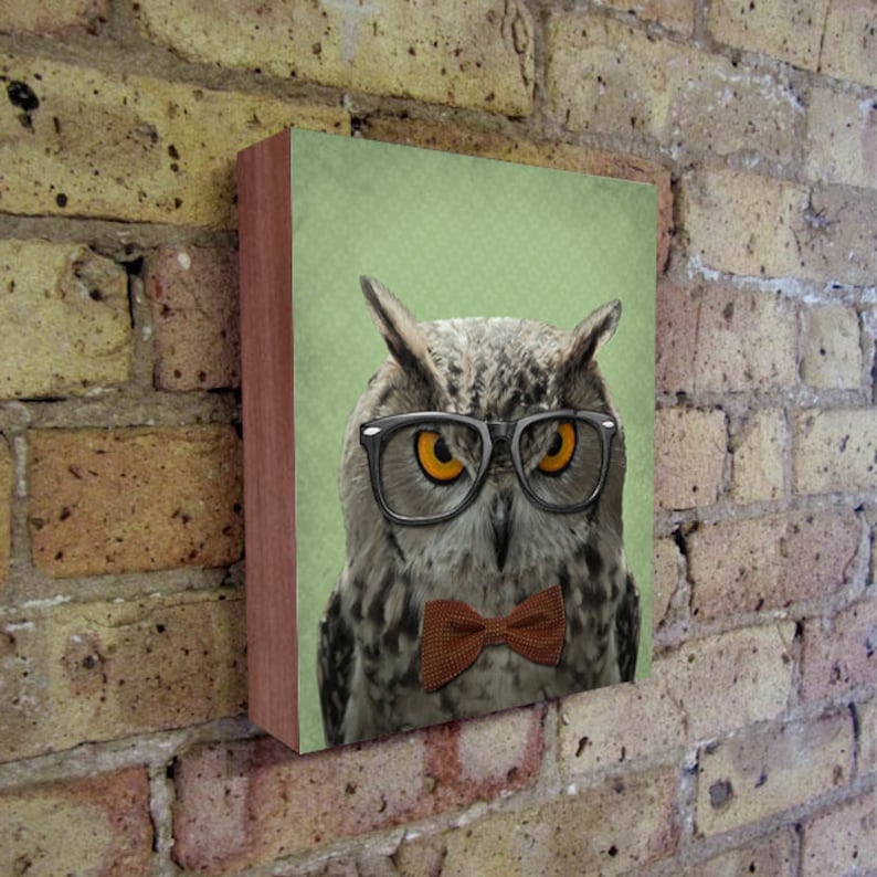 Owl With Glasses Owl Art the Studious Owl Owl Art Print | Etsy