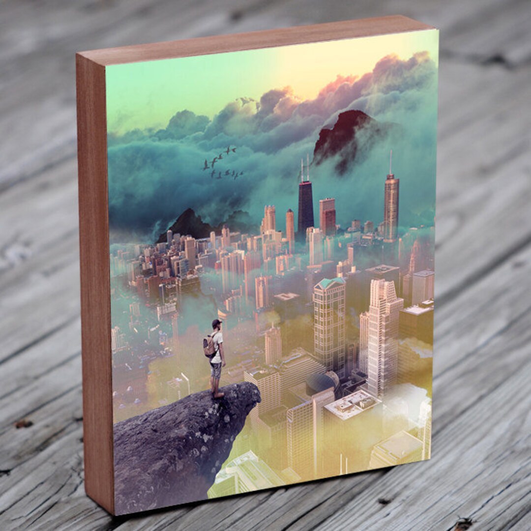 Chicago Skyline Art Surreal Chicago Chicago Skyline Wood - Etsy