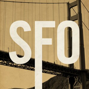 San Francisco SFO Wood Block Art Print - Etsy