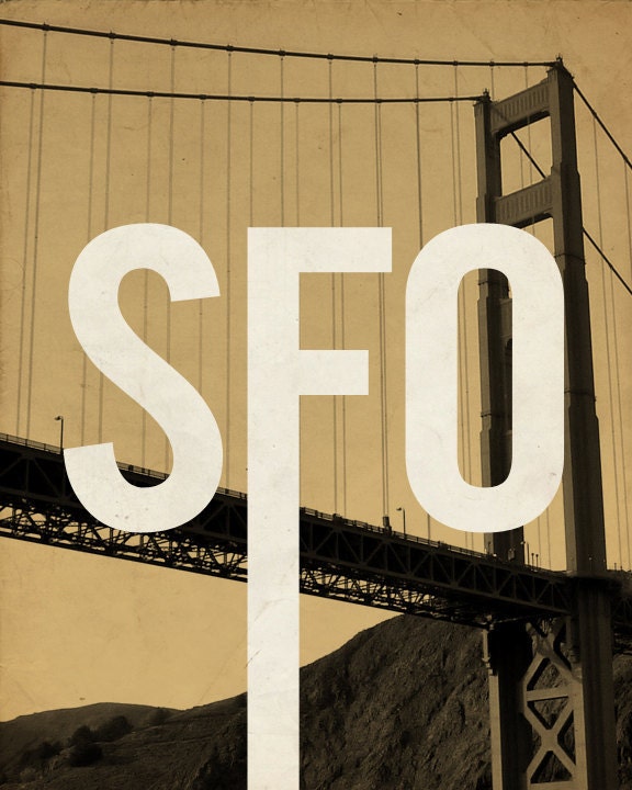 San Francisco SFO Wood Block Art Print - Etsy