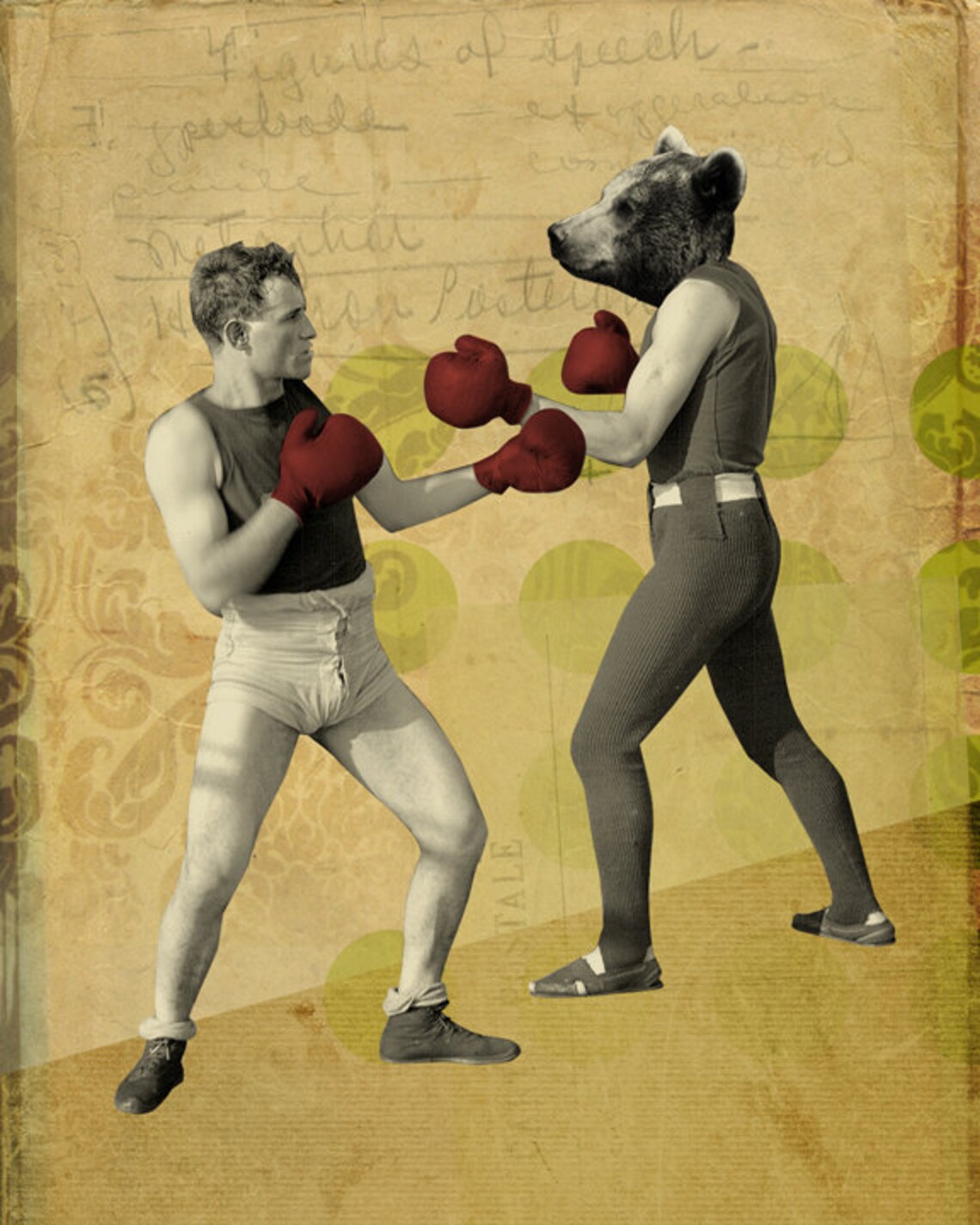 Bear Art Boxing Art Bear Fight Chuck Battles the Bear | Etsy