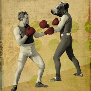 Bear Art Boxing Art Bear Fight Chuck Battles the Bear - Etsy