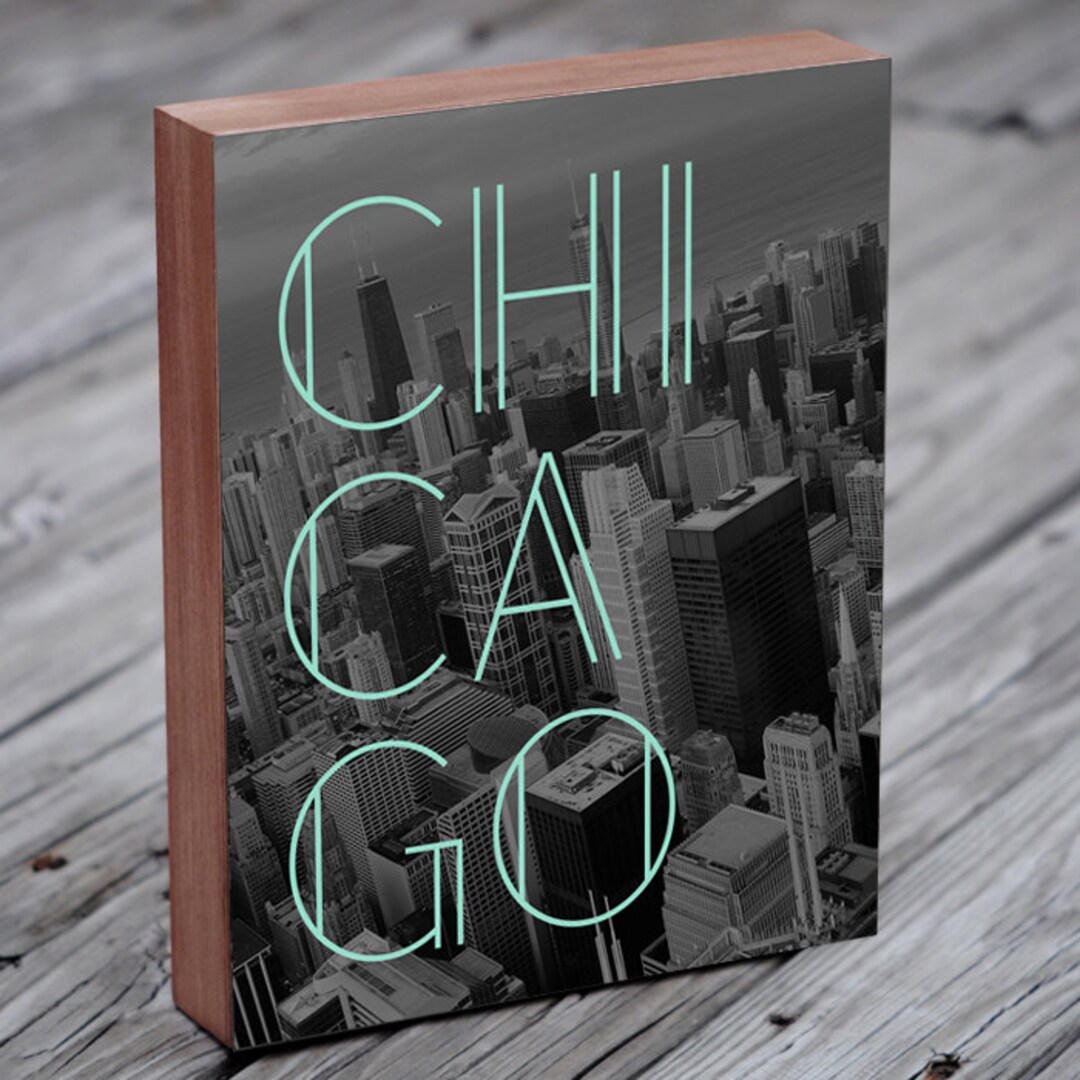 Chicago Skyline Art Handmade Wood Block by Luciusart - Etsy