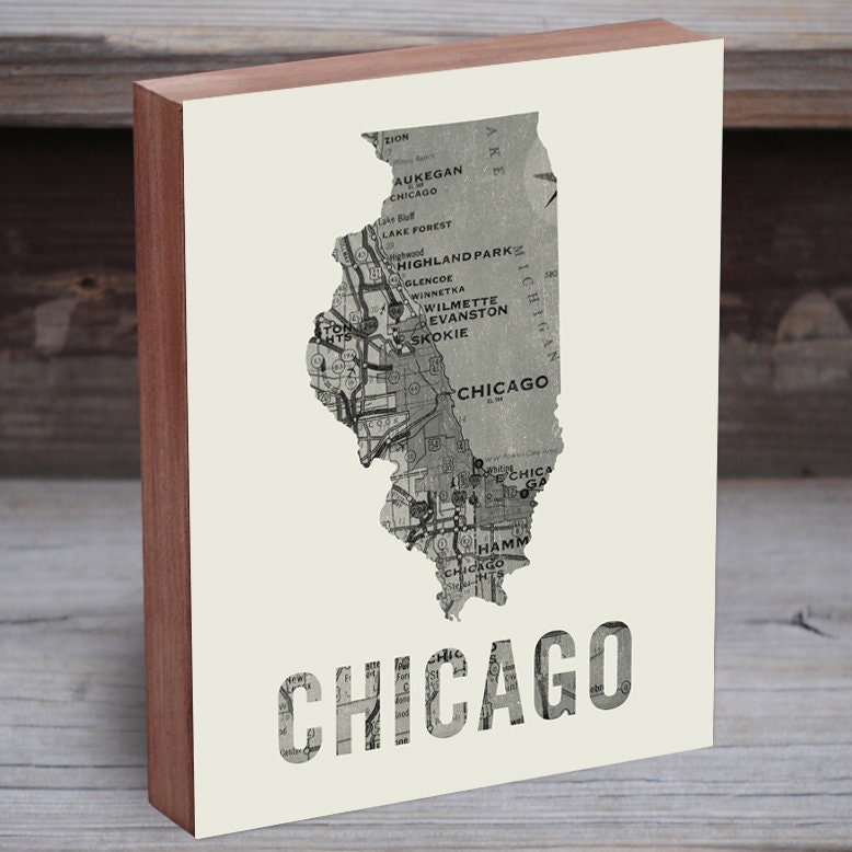 Chicago Map Wall Art Chicago Gifts for Men Chicago Map | Etsy