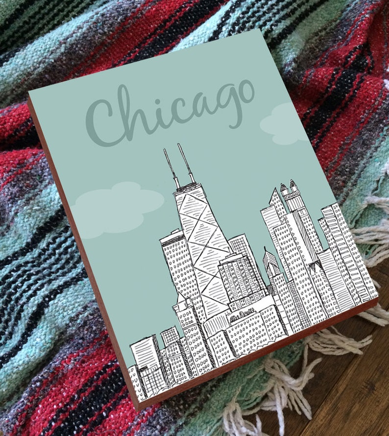 Chicago Illustration Chicago Skyline Chicago Drawing | Etsy