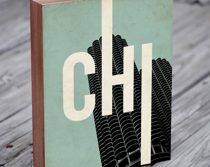Chicago CHI Wood Block Art Print - Etsy