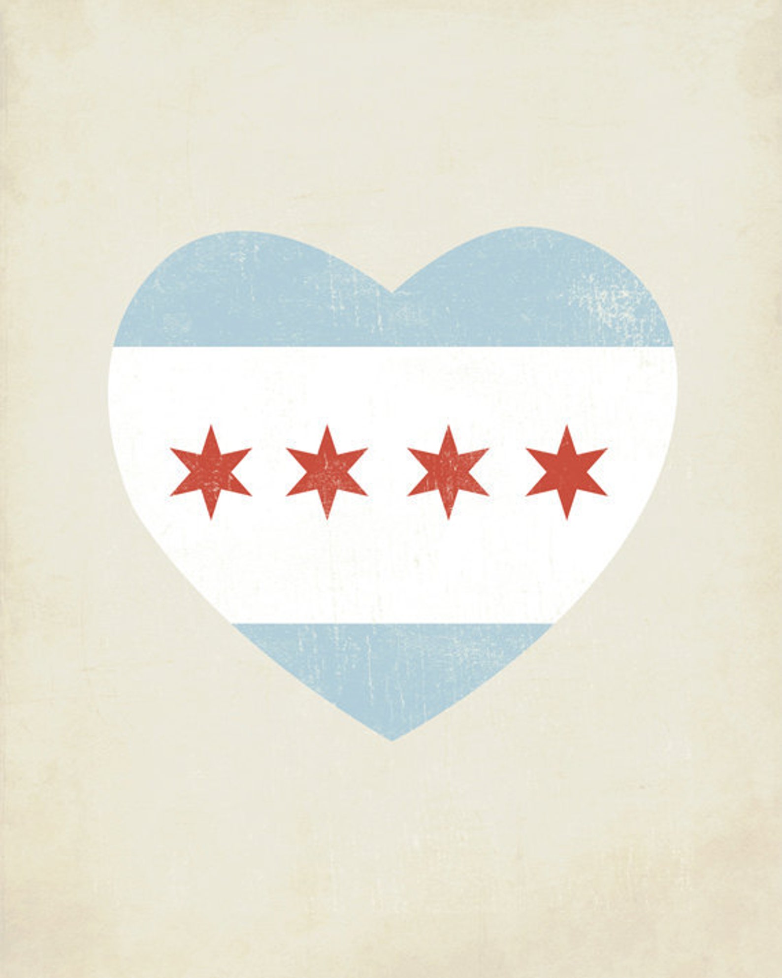 Chicago Flag Heart 8x10 Art Print | Etsy
