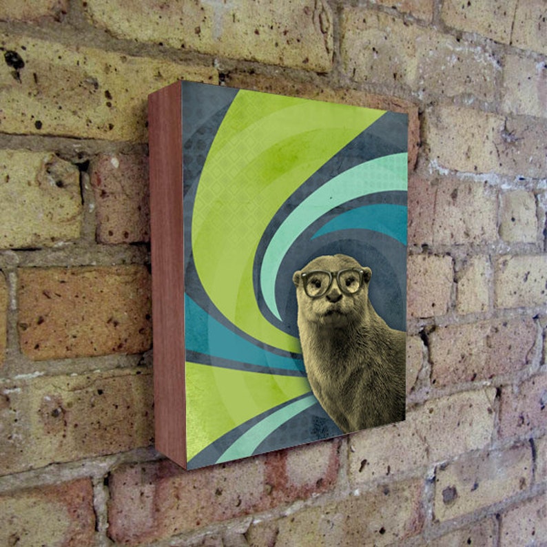 Sea Otter Art Otter In Glasses The Inquisitive River Otter Etsy
