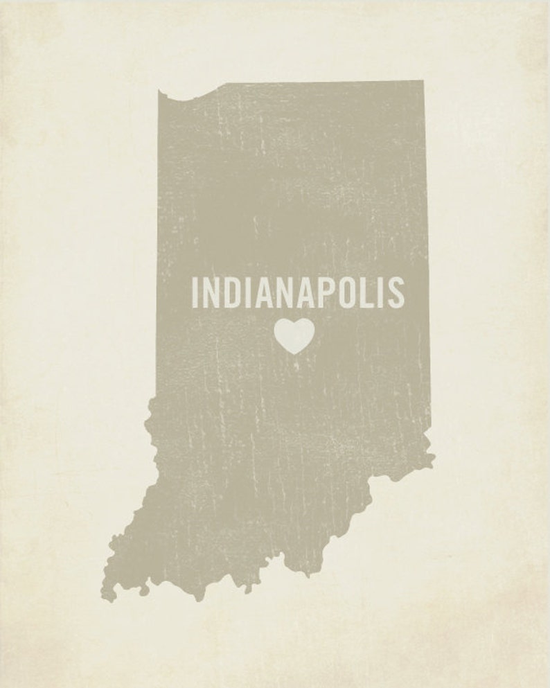 I Love Indianapolis 8x10 Art Print Indiana City State Heart - Etsy