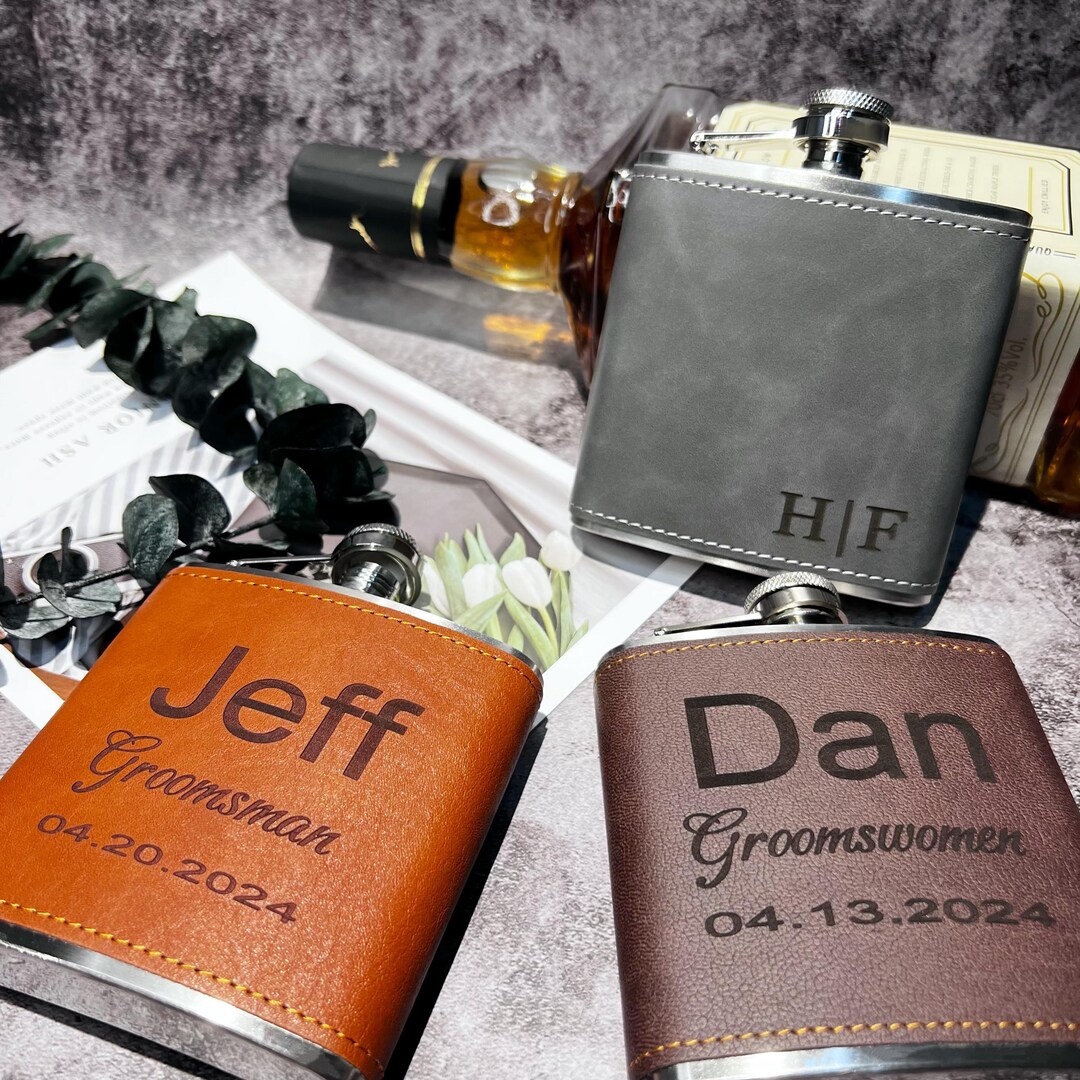 Personalized Flask for Men, Leather Flask, Flask Personalized, Flask ...