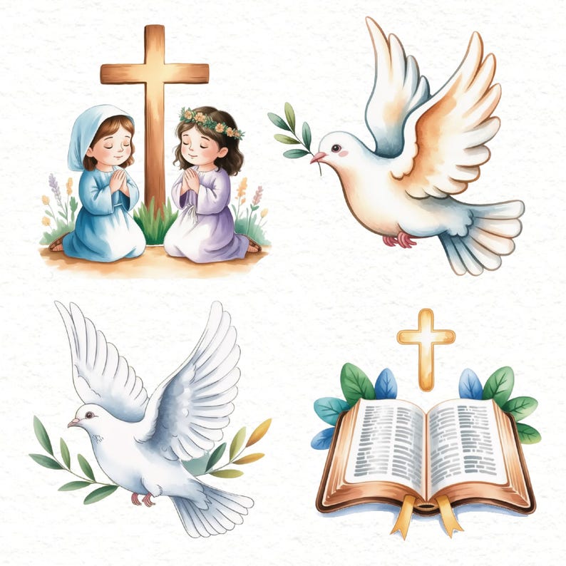 Christian Easter Watercolor Clipart PNG Bundle, Resurrection & Jesus ...