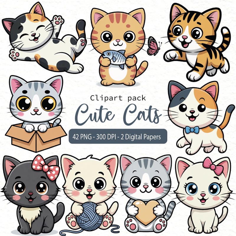 Cartoon Cat Stickers - Etsy