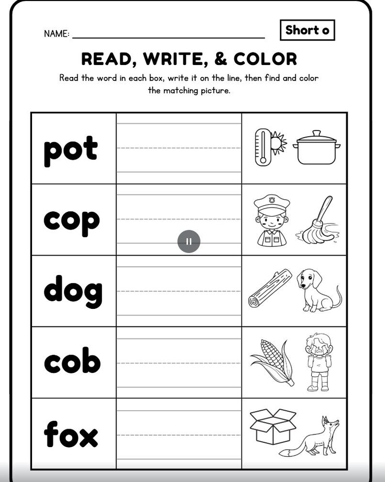 Short Vowel Word Family CVC Workbook | Printable Phonics Activity for ...