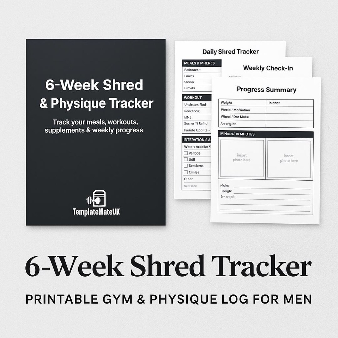 6-week Shred Tracker | Printable Gym & Physique Log for Men - Etsy