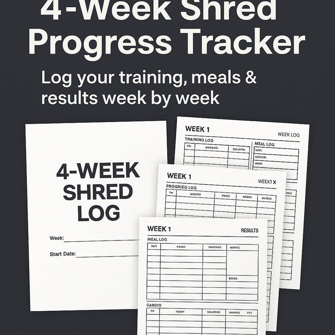 4-week Shred Tracker | Printable Fat Loss & Progress Log (multi-page ...