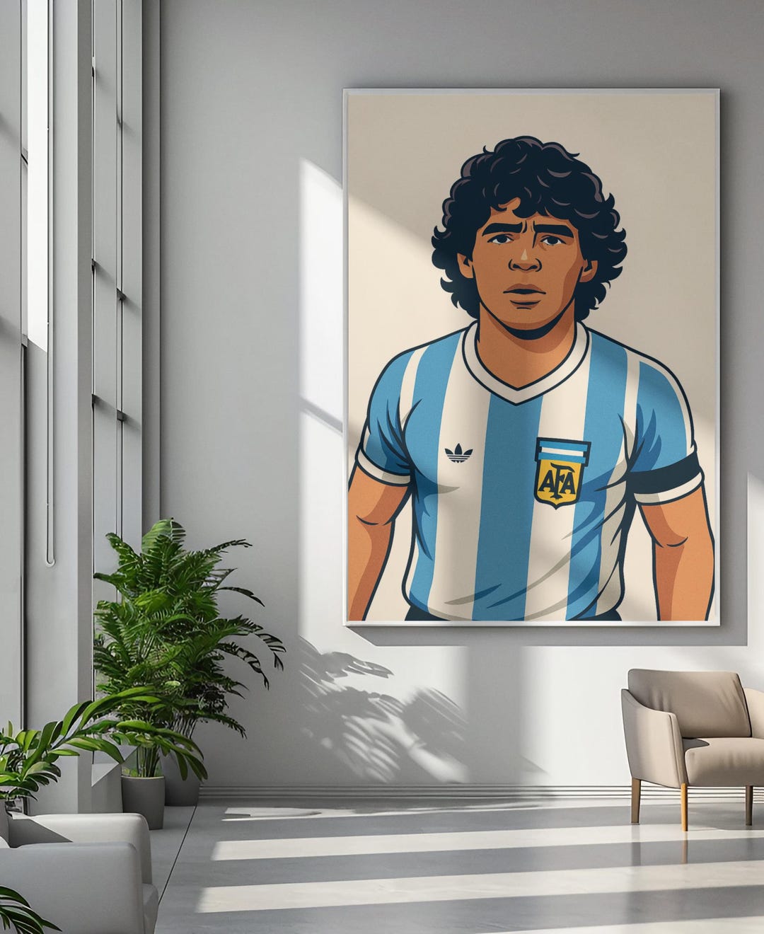 Retro Diego Maradona Poster Argentina Football Wall Art, Vintage Soccer ...