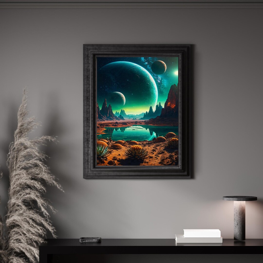 Multi Planet Alien World Wall Art | Digital Download | Green Turquoise ...