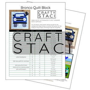 Bronco Quilt Block Printable Tutorial - Etsy