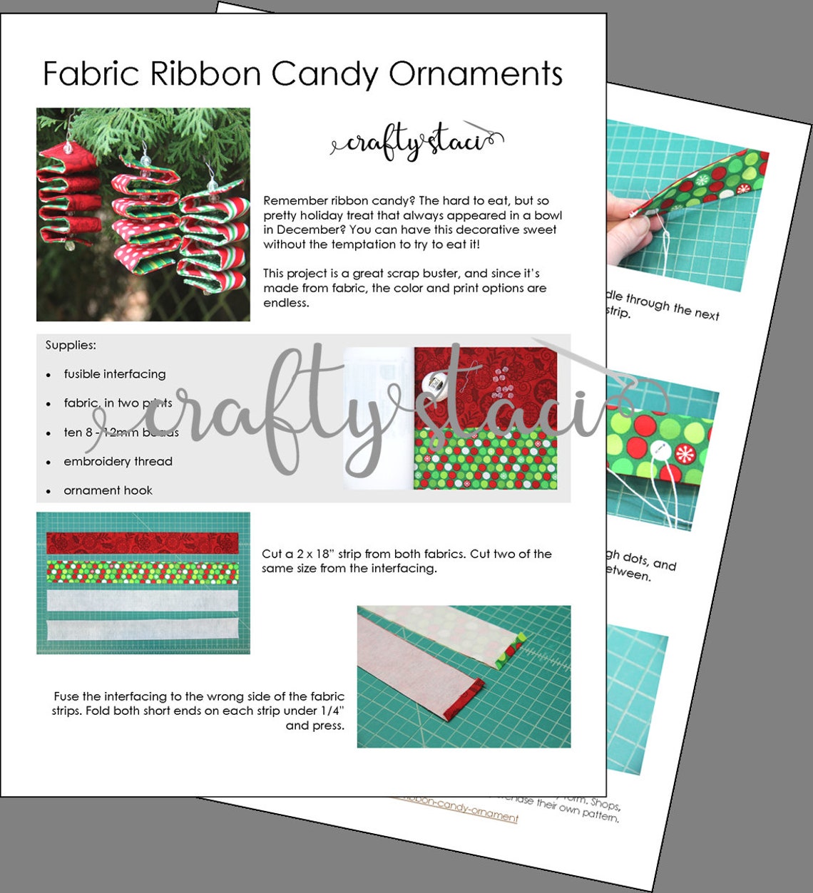 Fabric Ribbon Candy Ornament Printable Tutorial - Etsy