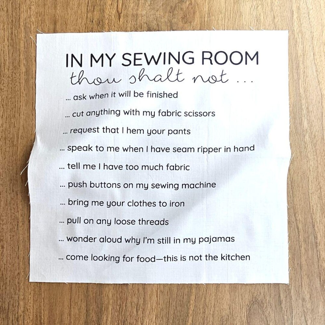 Sewing Room Rules Printed Fabric Panel - Etsy