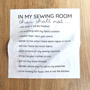 Sewing Room Rules Printed Fabric Panel - Etsy