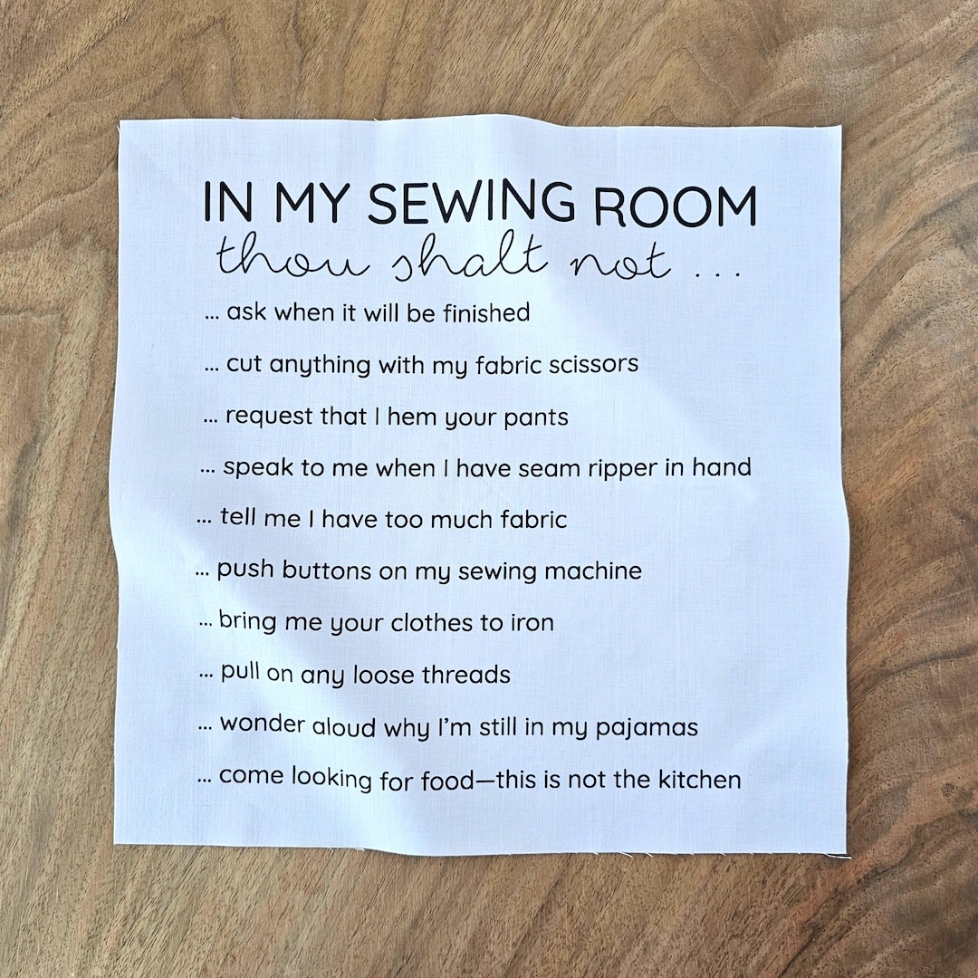 Sewing Room Rules Printed Fabric Panel - Etsy