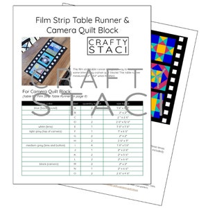 Film Strip Table Runner With Camera Quilt Block Printable Tutorial - Etsy