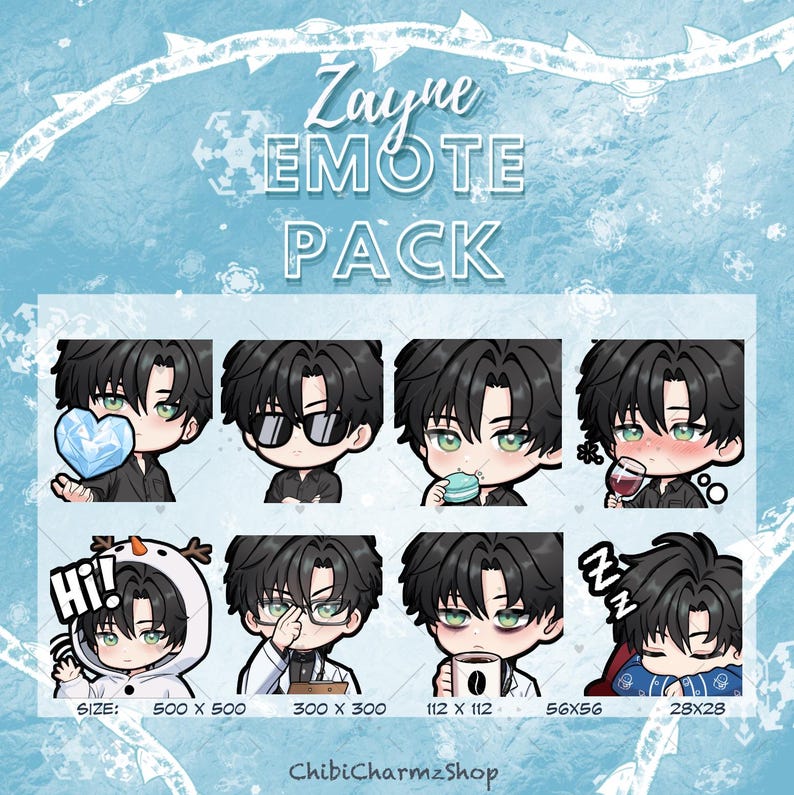 Zayne Love and Deepspace Emotes: Hand-drawn Chibi Emote Pack (digital ...