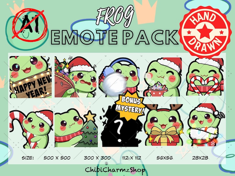 Christmas Frog Emote Pack | Cute Chibi Twitch Emotes | Holiday Stream ...