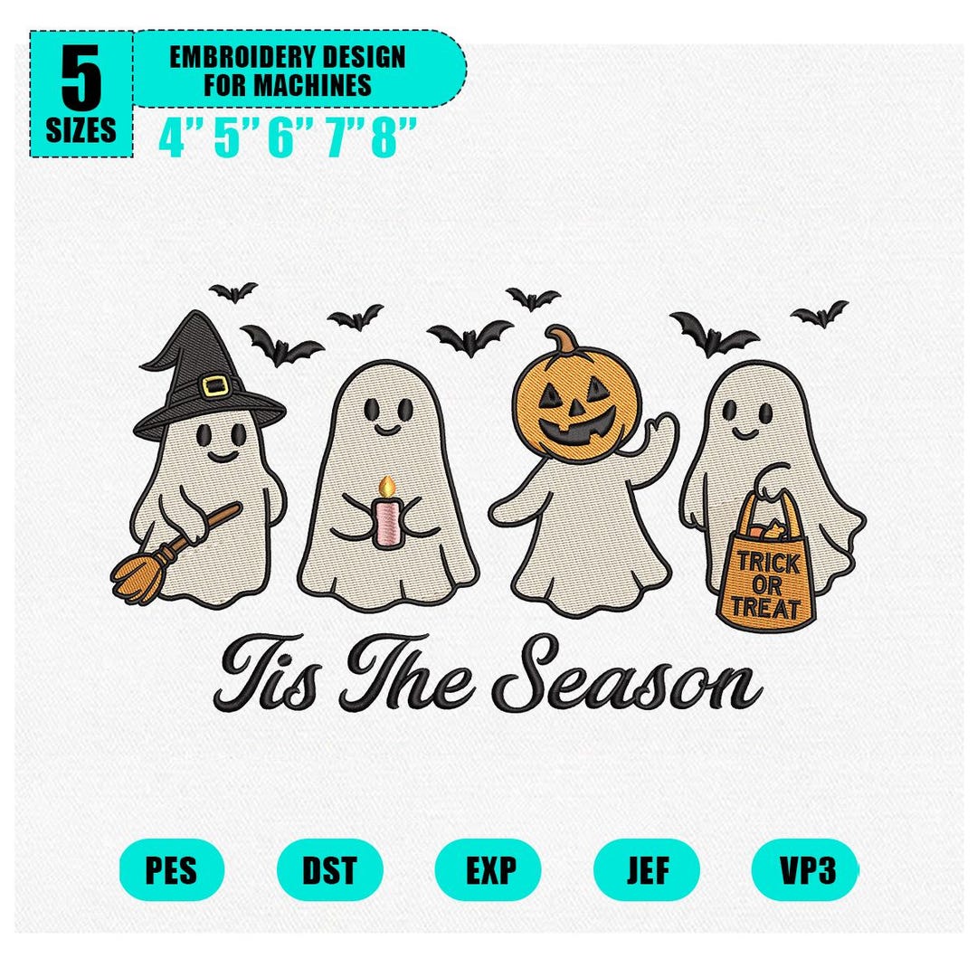 Cute Fall Ghosts Embroidery Design, Trick or Treat Ghost Family Machine ...