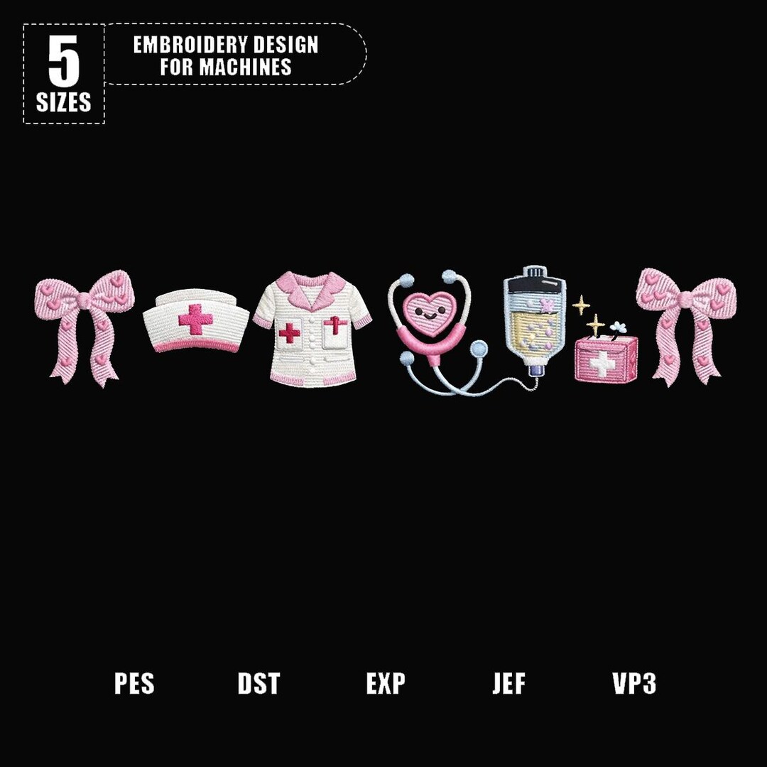 Nurse Valentine Embroidery File, Heart-theme Embroidery Pattern, Nurse ...