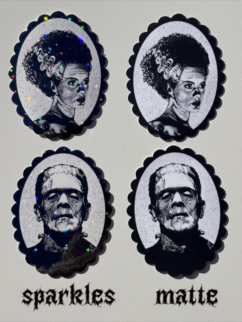 Frankenstein’s Monster and His Bride Stickers| Handmade/hand Drawn ...
