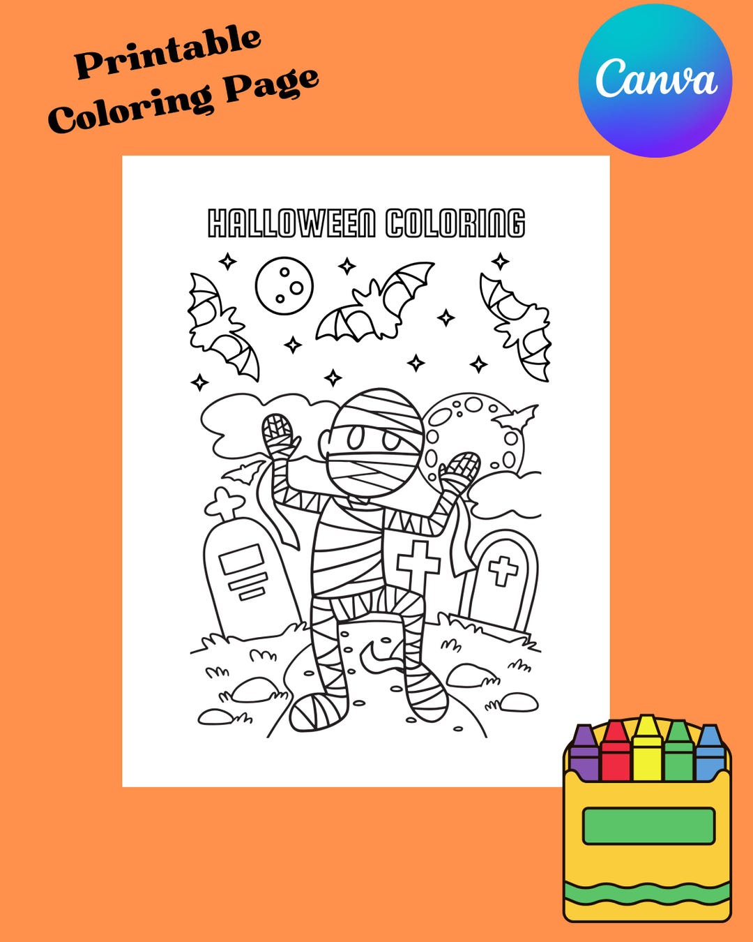 Halloween Coloring Page: Kids Activity Sheet (digital Download, PDF ...