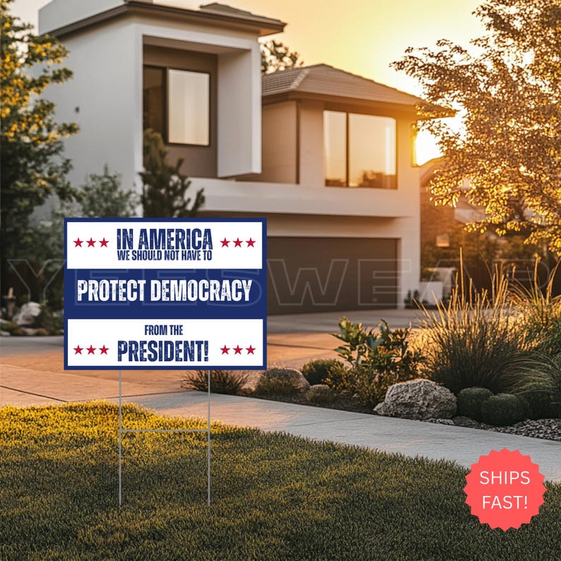 Protect Democracy Yard Sign, Anti Trump Lawn Sign, Patriotic Protest ...