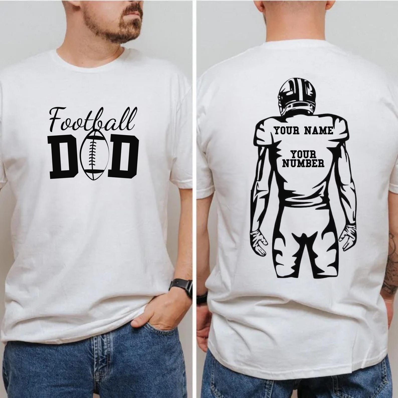 Personalized Football Dad Shirt, Football Dad Shirt With Kids Name and ...