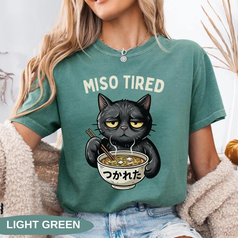 Miso Tired Cat Shirt, Funny Ramen Cat Tee, Comfort Colors T Shirt ...