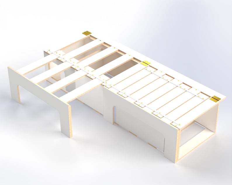 Side Sliding Bed Frame for Campervan Including Storage Drawer (digital ...