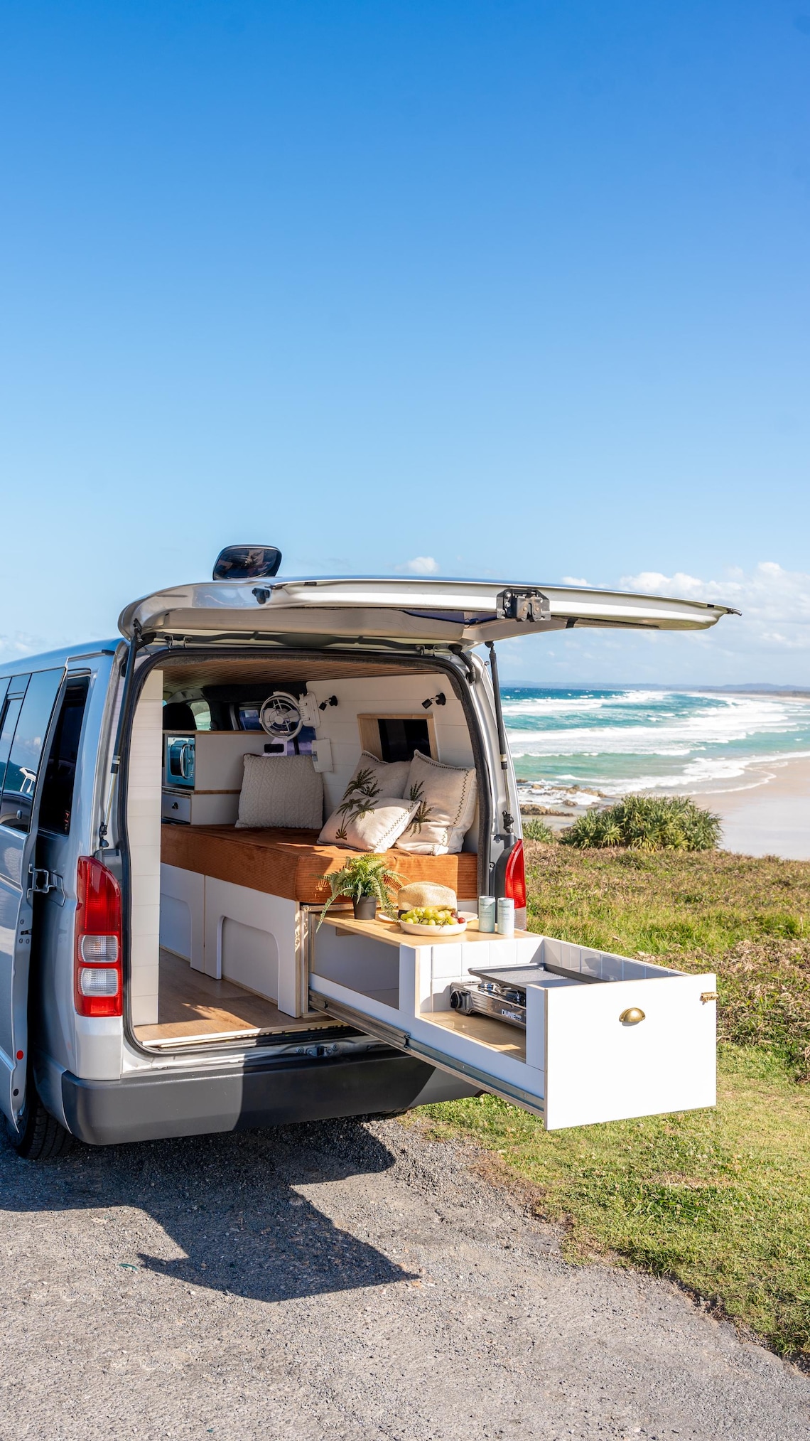 Side Sliding Bed Frame for Campervan Including Kitchen Drawer (digital ...